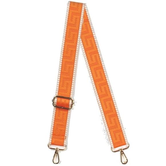 Viv&Lou | Bags | Orange Greek Key Adjustable Detachable Crossbody Bag ...